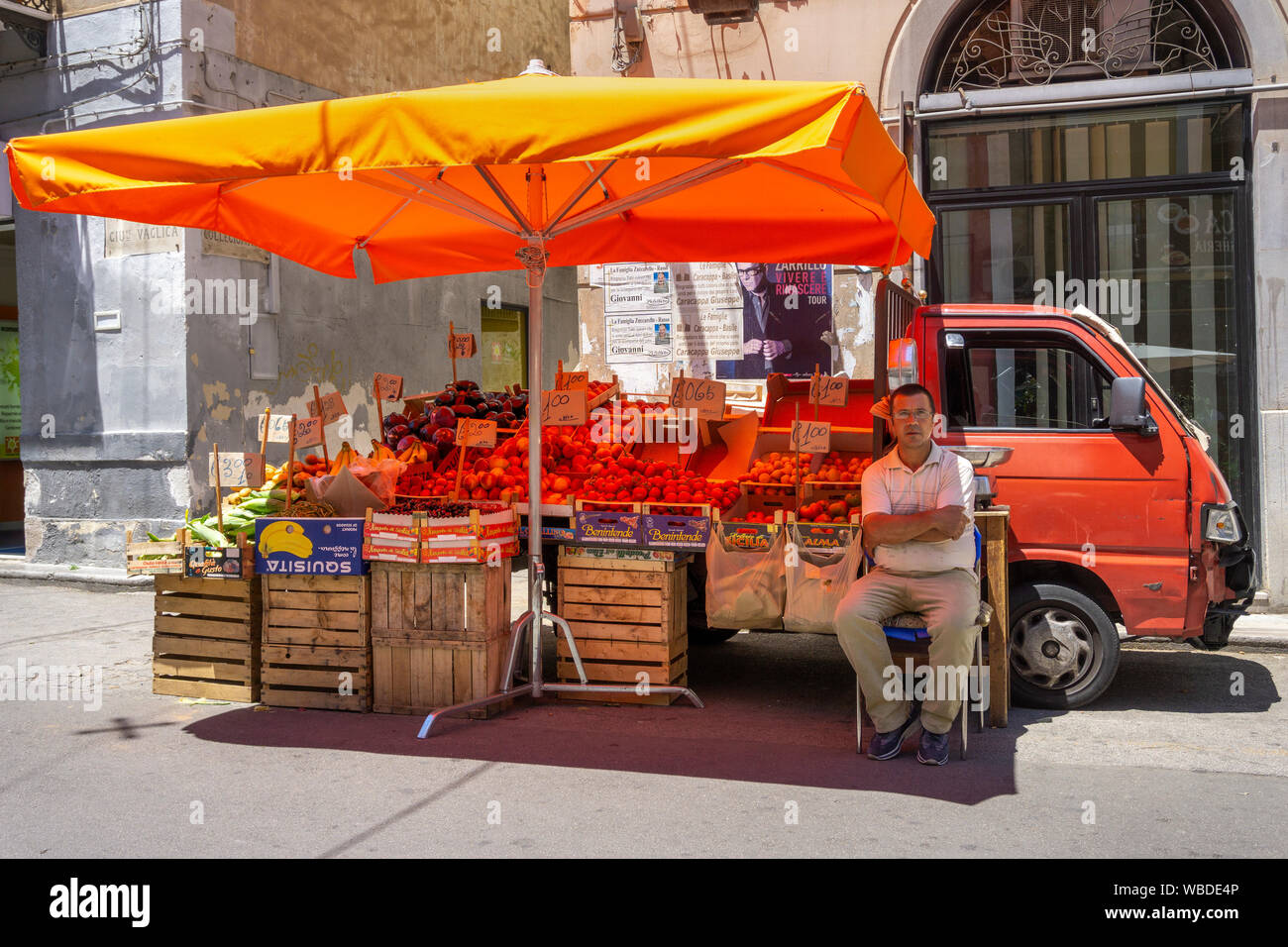 Fruit and vegetable stall in Monreale near Palermo, Sicily, Italy Stock ...