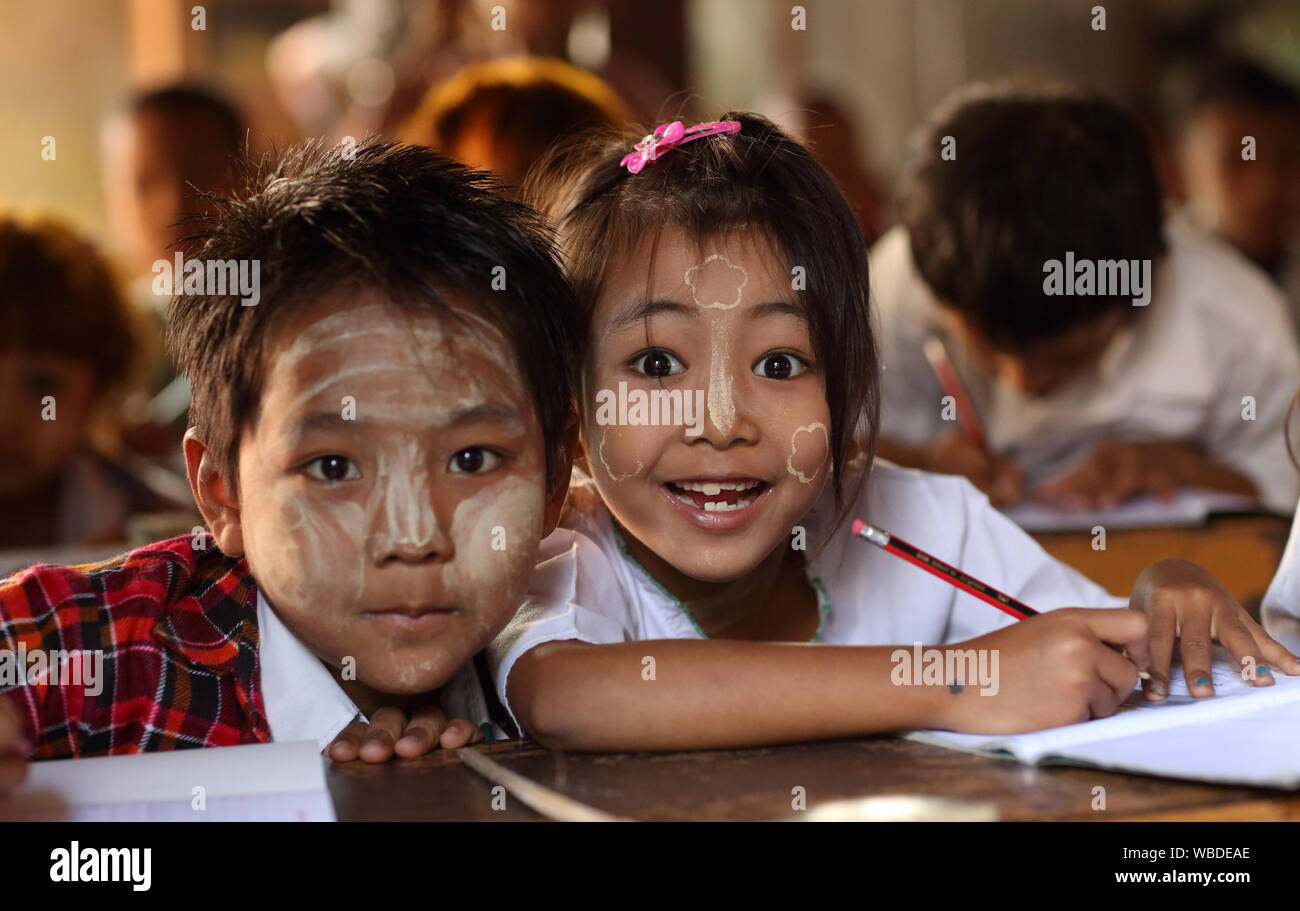 Burmese student in a primary school in Mandalay, Myanmar Stock Photo ...