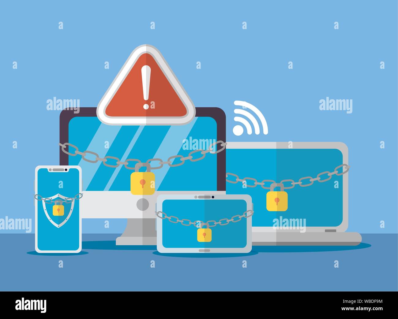 Computer wifi warning sign hi-res stock photography and images - Alamy