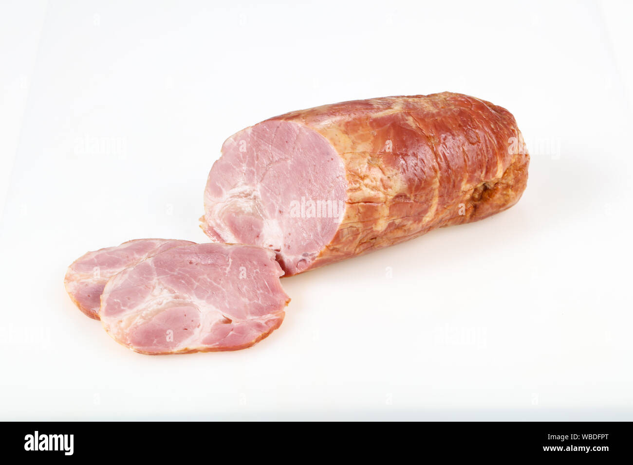 Tasty Ham over white background isolated Stock Photo - Alamy