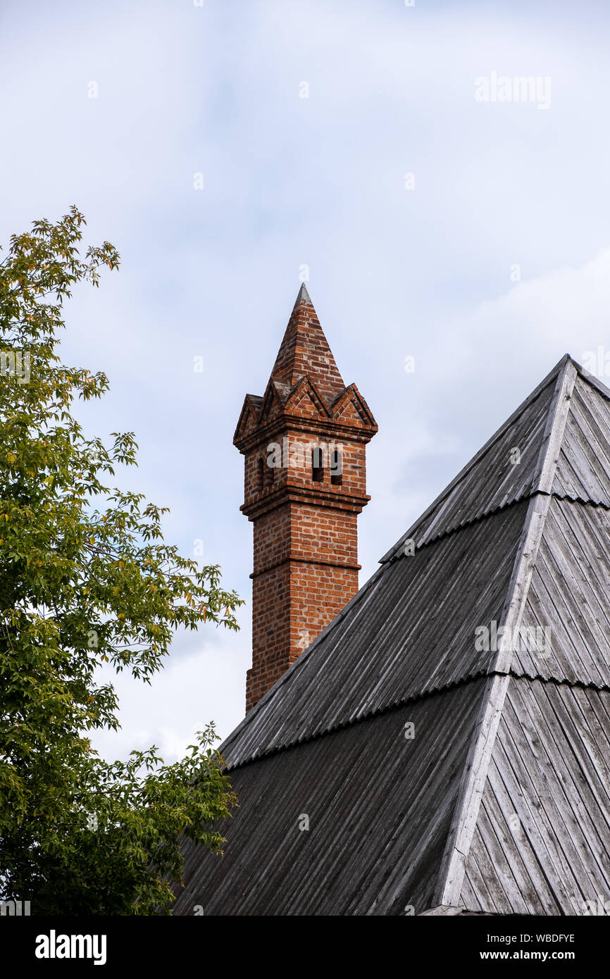 MOSCOW, RUSSIA - AUGUST 1, 2019: Old English Court roof and chimney ...