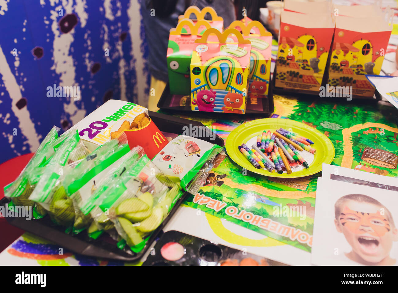 Ufa, Russia, 1 July, 2019: an expanded cheeseburger from McDonald's ...