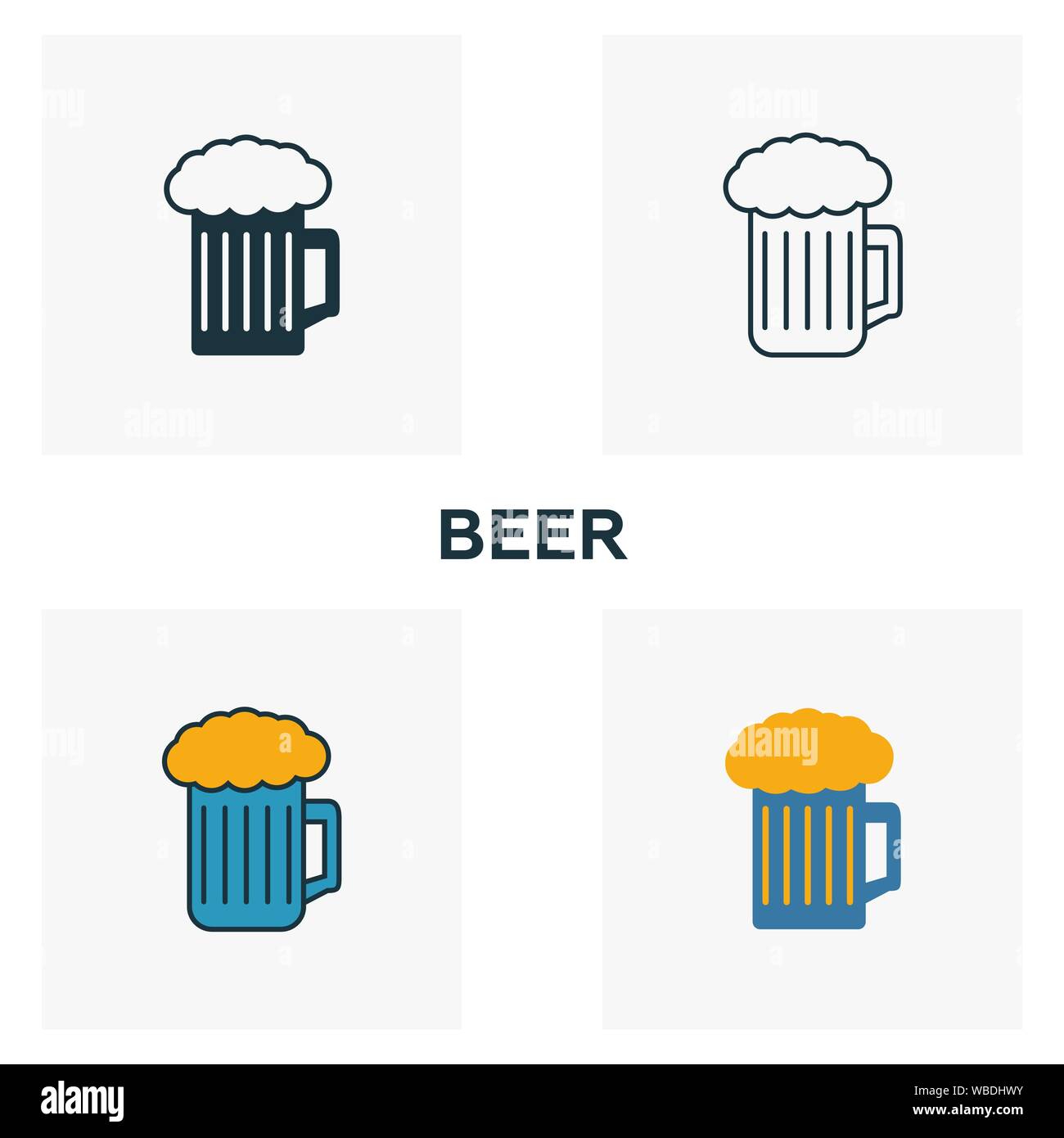 Beer icon set. Four elements in diferent styles from bar and restaurant ...
