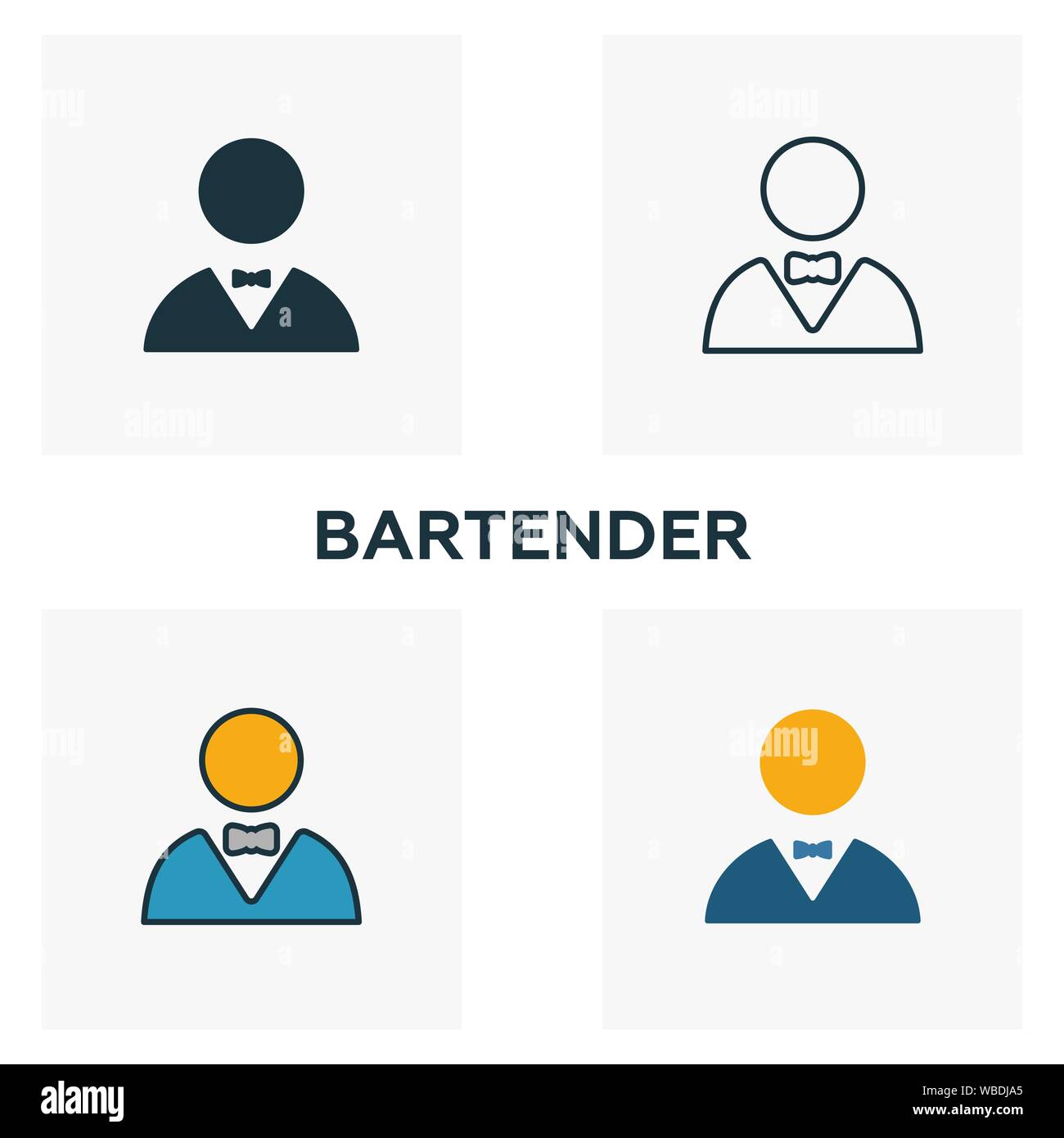 Bartender icon set. Four elements in diferent styles from bar and ...