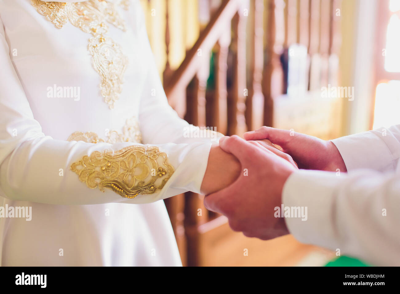 National wedding. Bride and groom. Wedding muslim couple during the marriage ceremony. Muslim ...