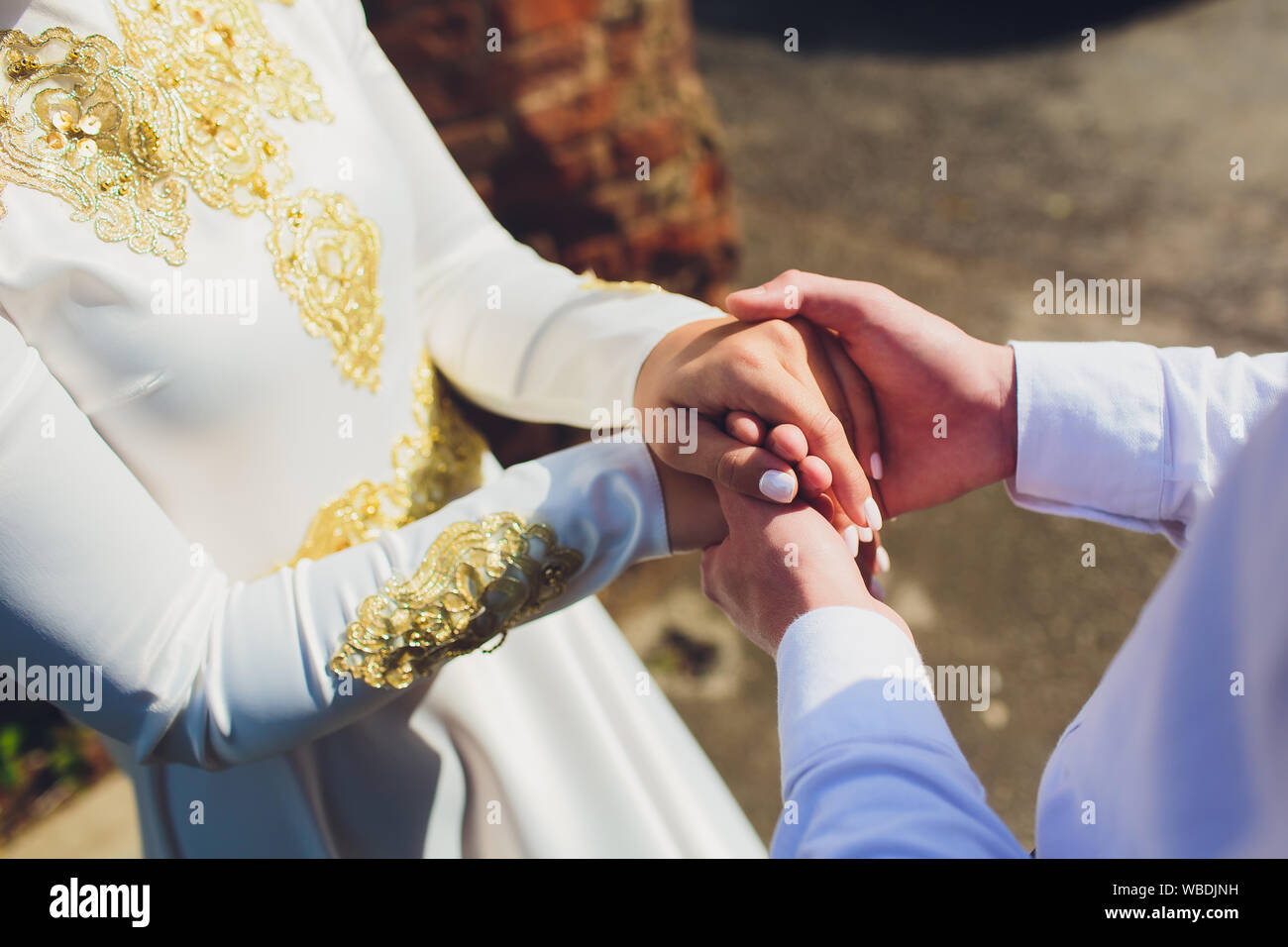 National wedding. Bride and groom. Wedding muslim couple during the marriage ceremony. Muslim ...