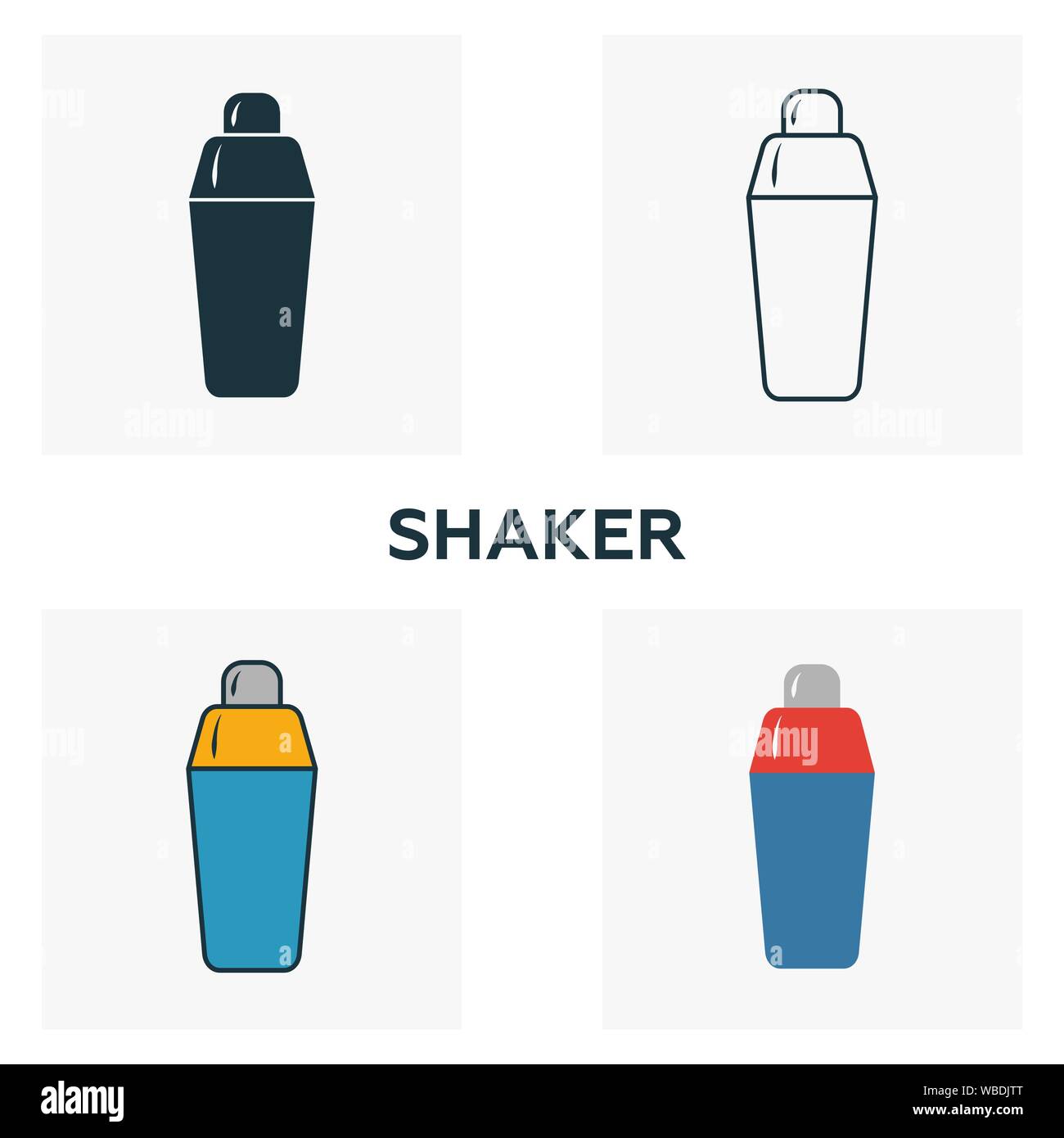 Shaker icon set. Four elements in diferent styles from bar and ...