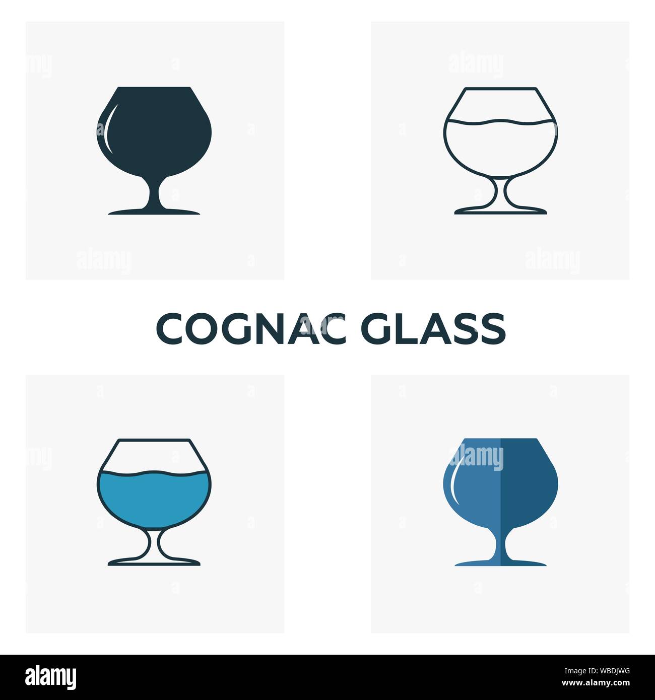 Cognac Glass icon set. Four elements in diferent styles from bar and ...