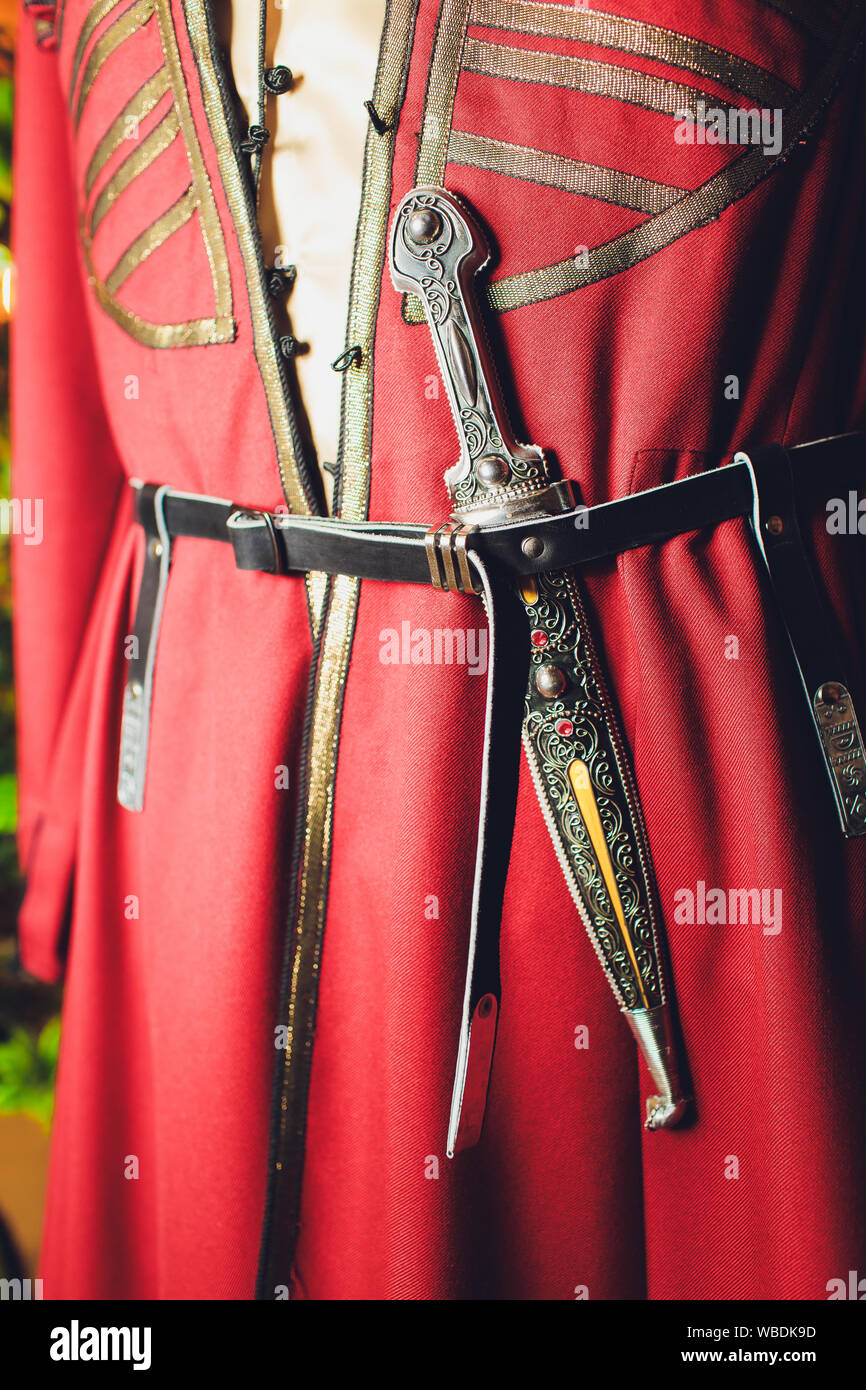 Detail of the national costume of the Caucasian Highlander, pockets for ...