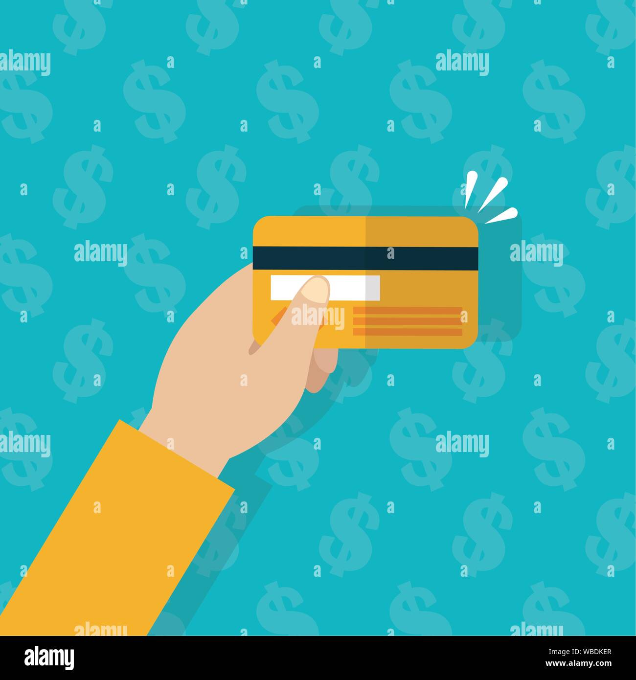 hand with bank credit card finance icons flat design Stock Vector Image ...