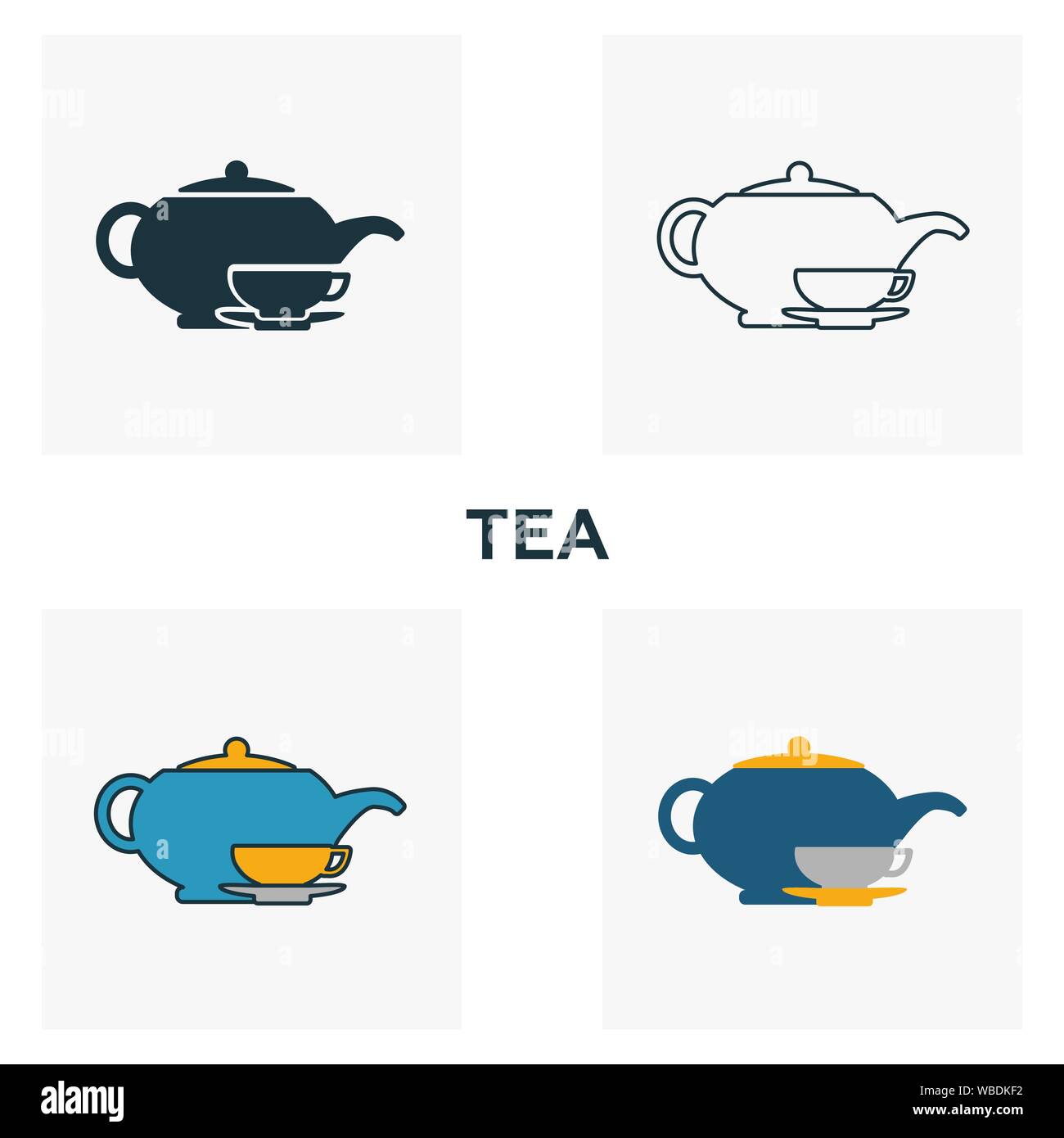 Tea icon set. Four elements in diferent styles from bar and restaurant ...