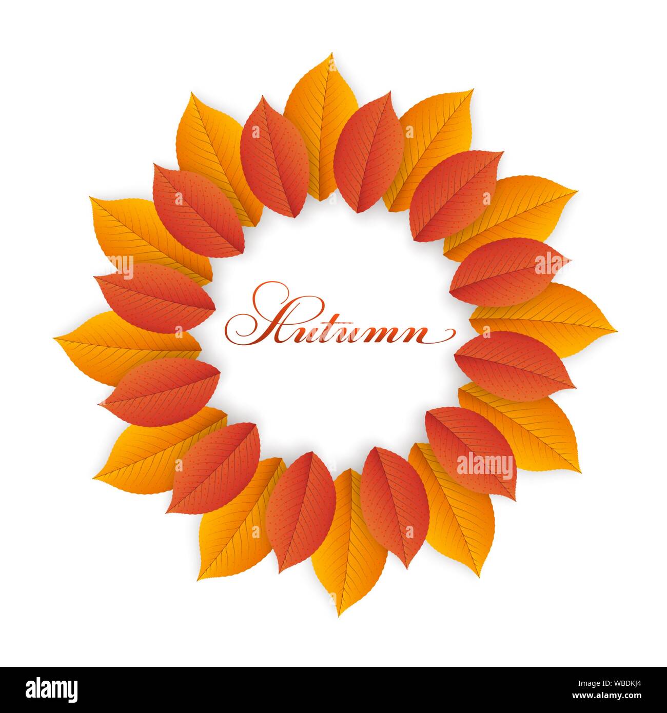 Autumn design. Round frame of autumn leaves for greeting card or banner ...