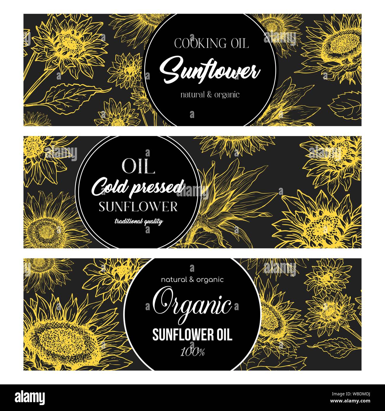 Sunflower Oil Print Template. Yellow and Orange Banners for ...