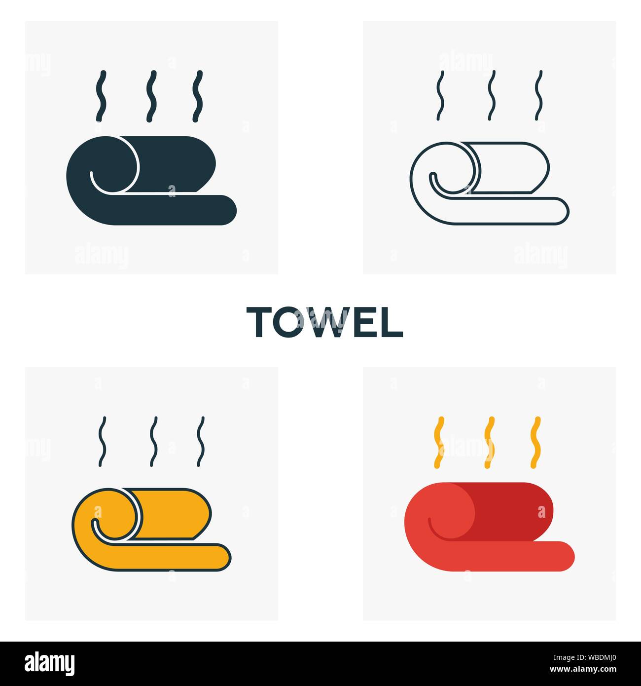 Towel icon set. Four elements in diferent styles from barber shop icons ...