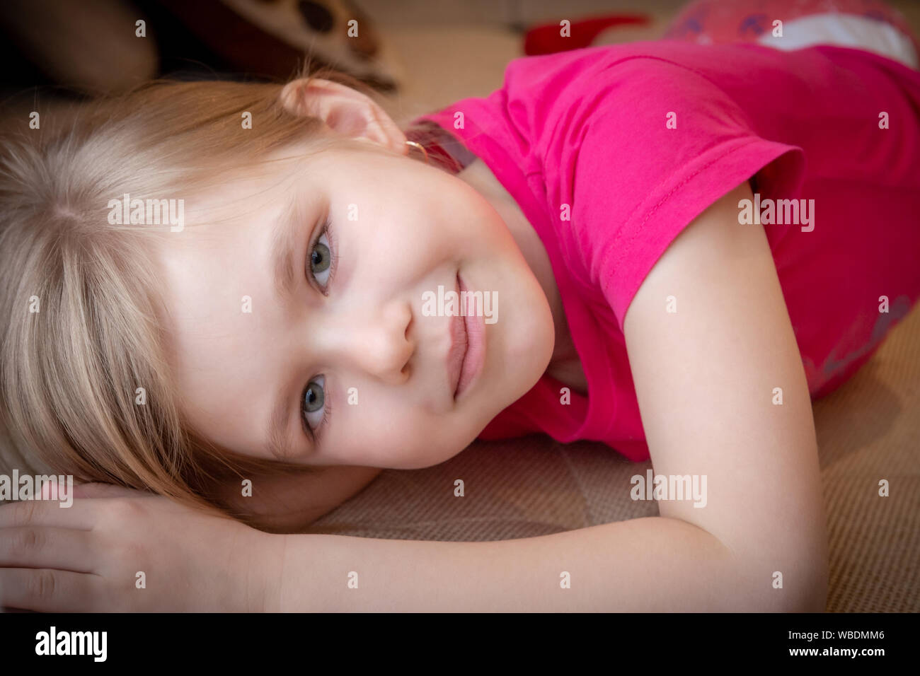 closeup image of a dreaming beautiful little girl Stock Photo - Alamy