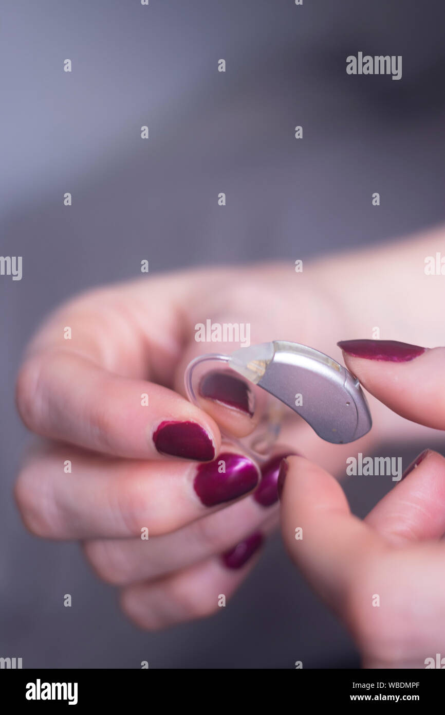 Digital modern technology for deaf people micro hearing aid Stock Photo ...