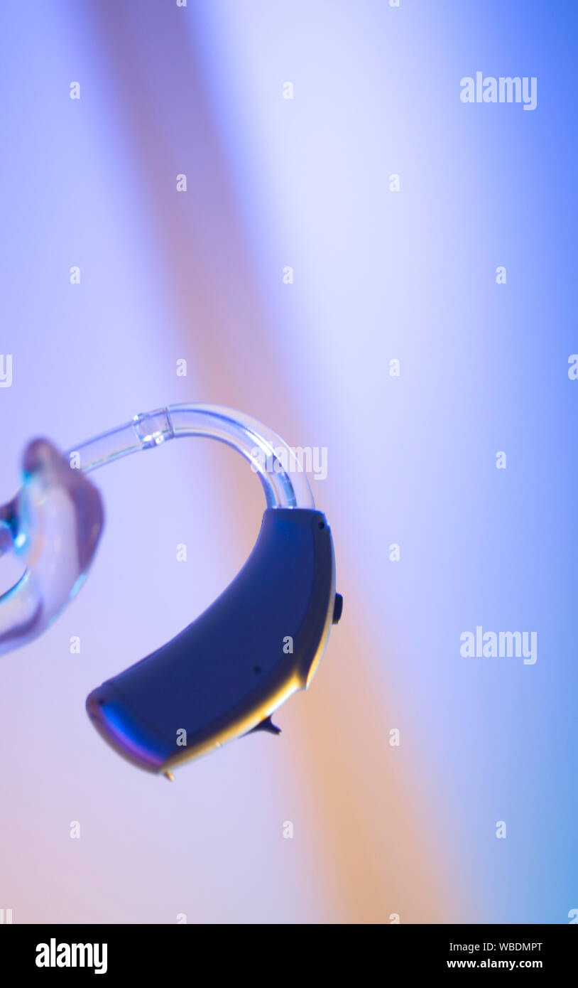 Modern digital hearing aid for deafness and deaf people Stock Photo - Alamy