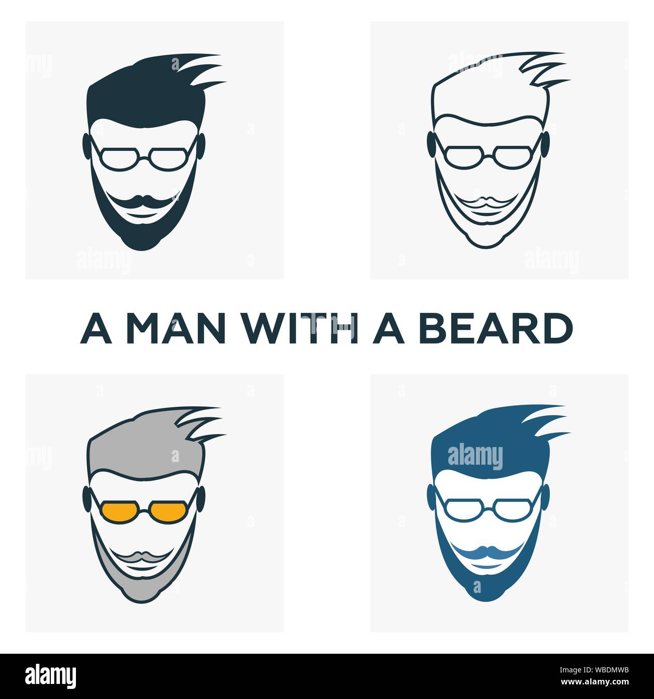A Man With A Beard icon set. Four elements in diferent styles from ...