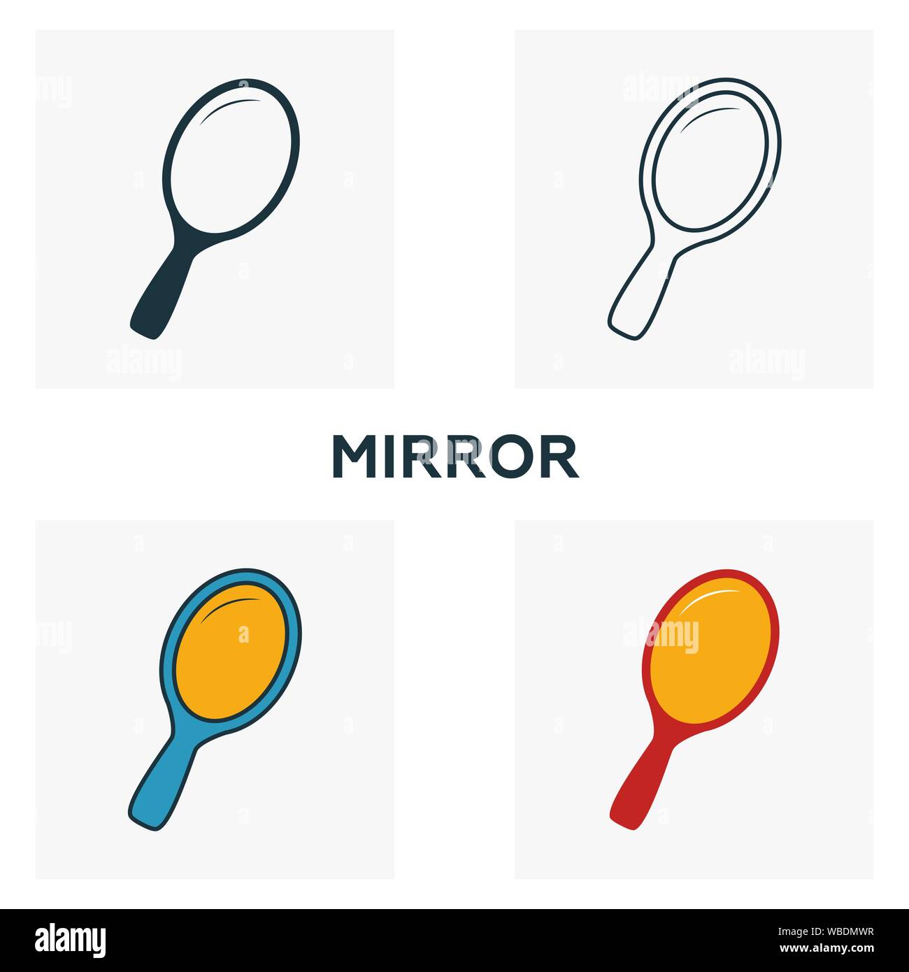 Mirror icon set. Four elements in diferent styles from barber shop ...