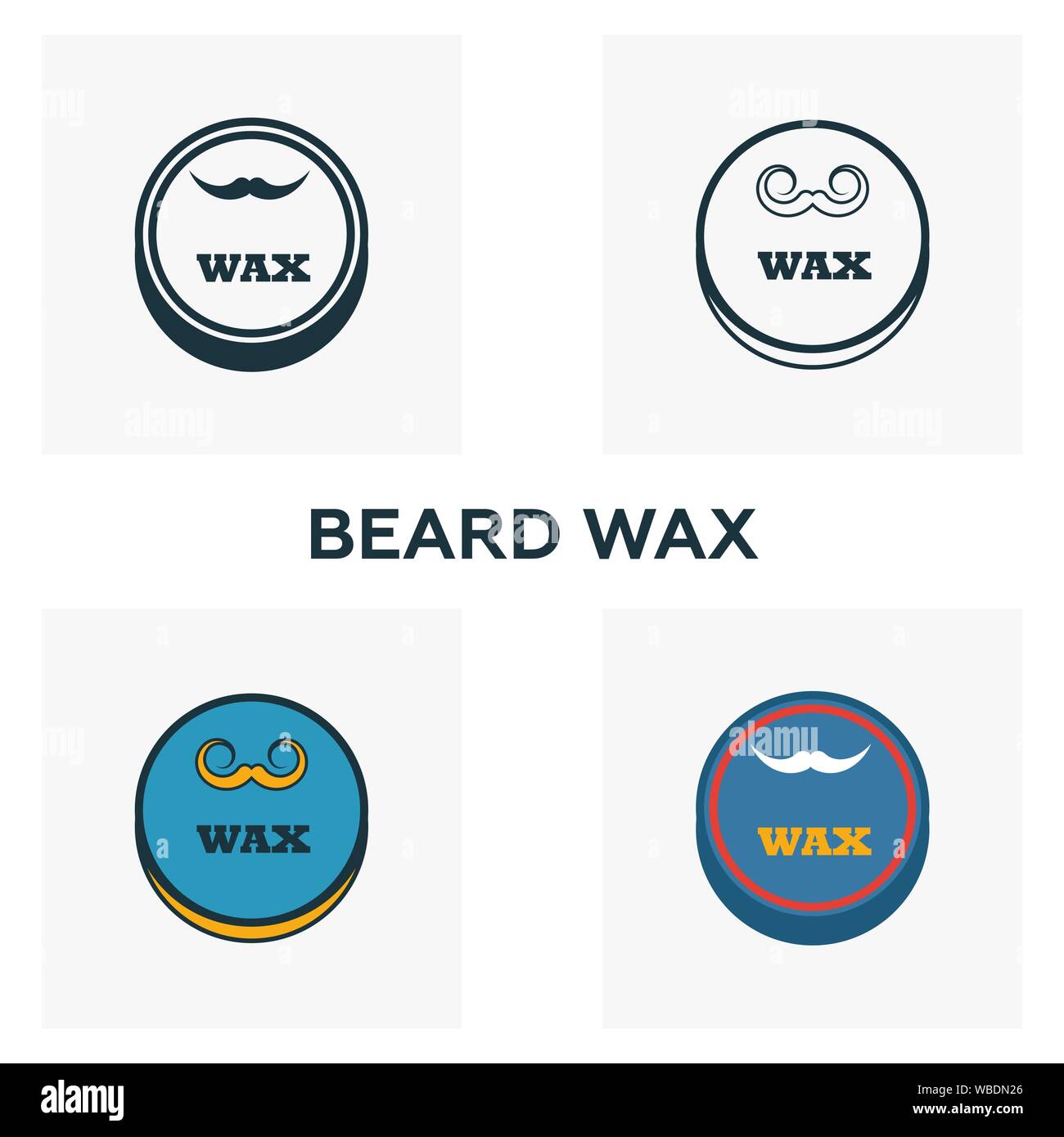 Beard Wax icon set. Four elements in diferent styles from barber shop ...