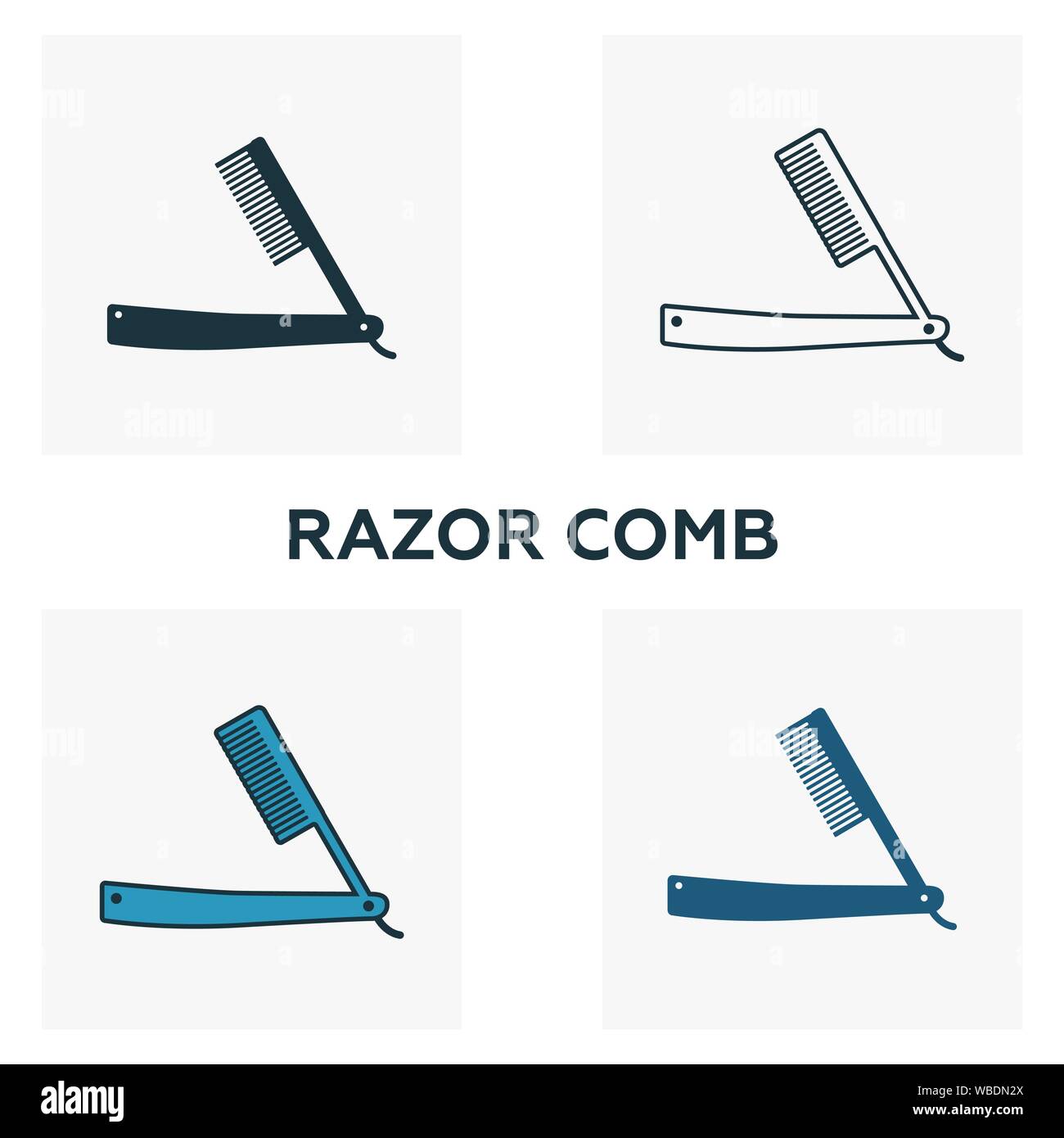 Razor Comb icon set. Four elements in diferent styles from barber shop ...