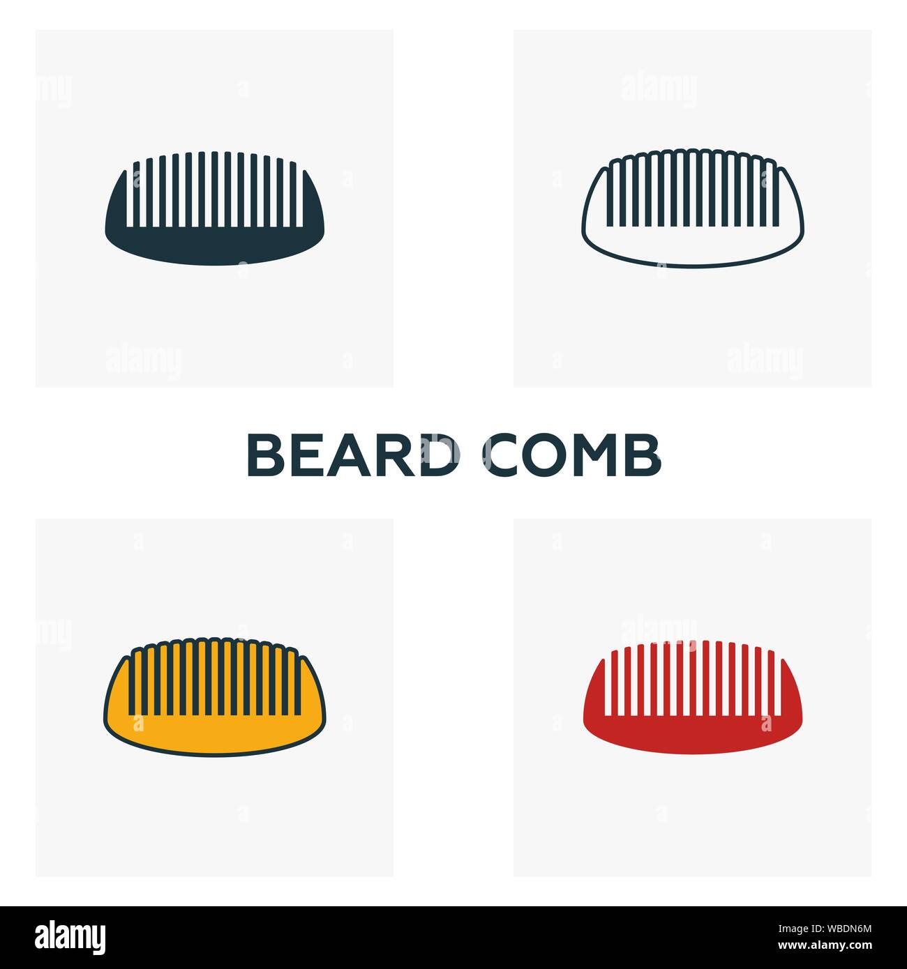 Beard Comb icon set. Four elements in diferent styles from barber shop ...