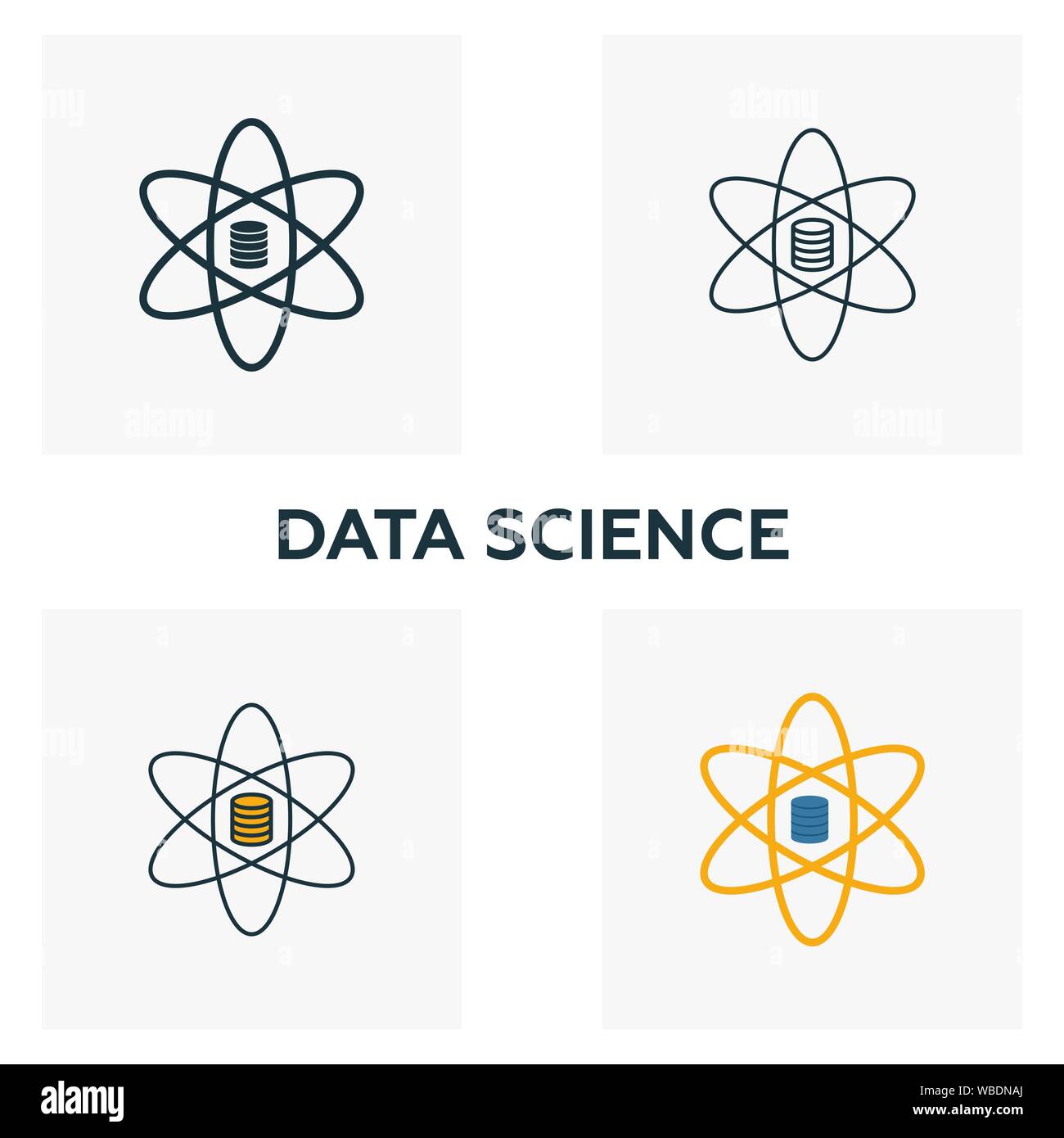 Data Science icon set. Four elements in diferent styles from big data ...