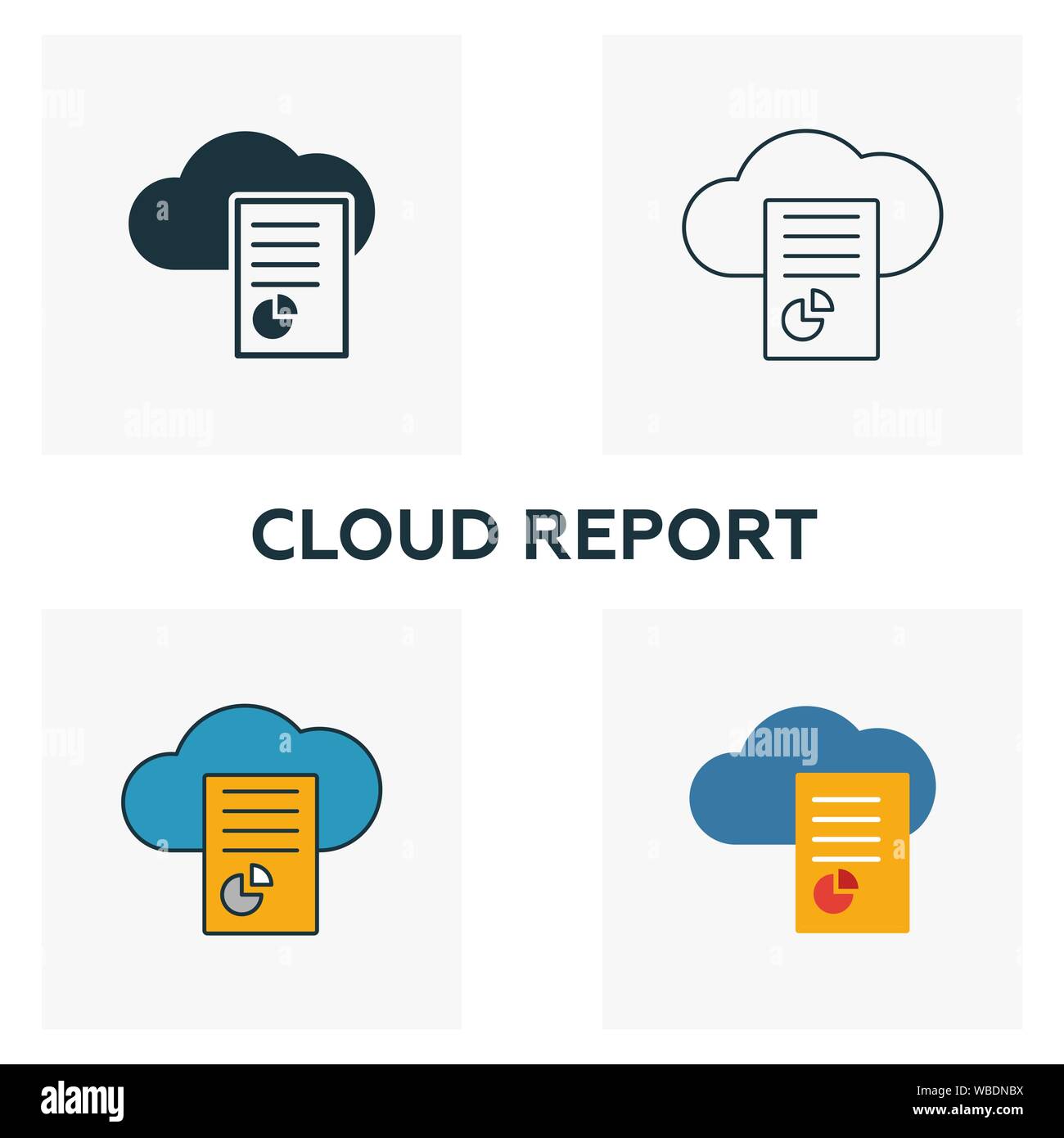 Cloud Report icon set. Four elements in diferent styles from big data ...