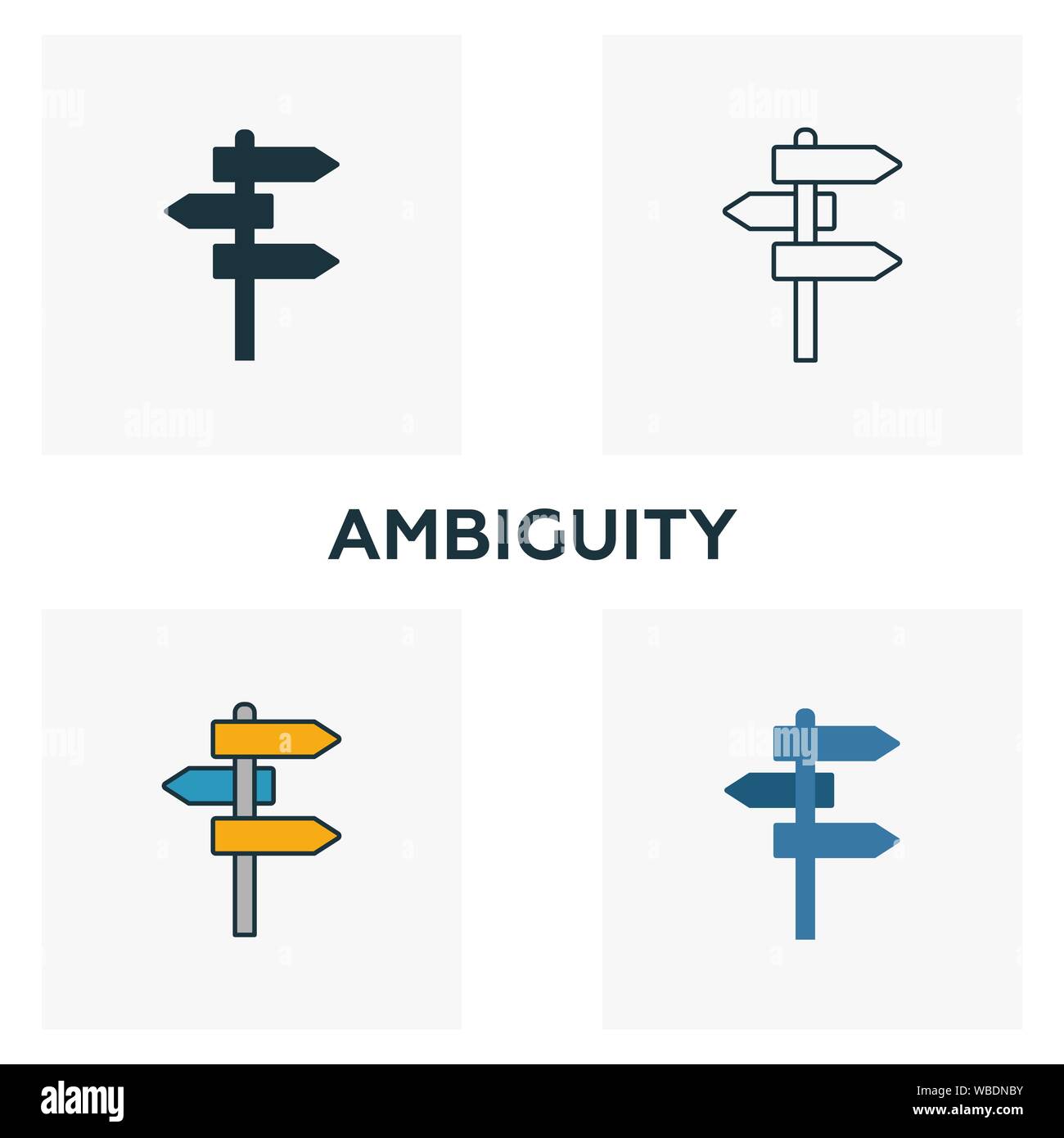 Ambiguity icon set. Four elements in diferent styles from big data ... Ambiguity icon set. Four elements in diferent styles from big data ...