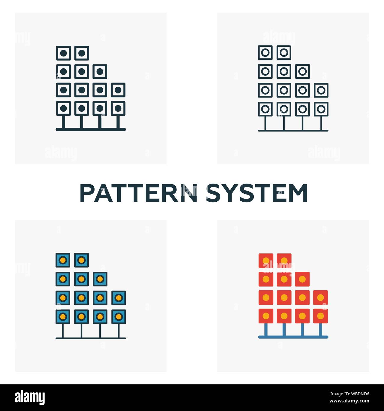 Pattern System icon set. Four elements in diferent styles from big data ...