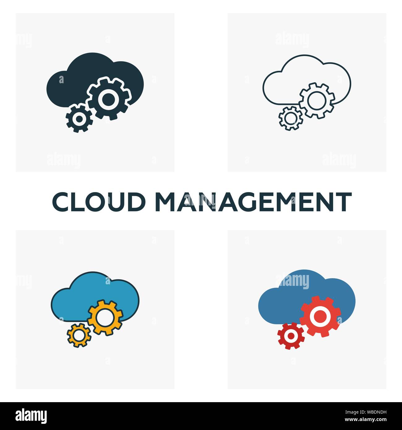 Cloud Management icon set. Four elements in diferent styles from big ...