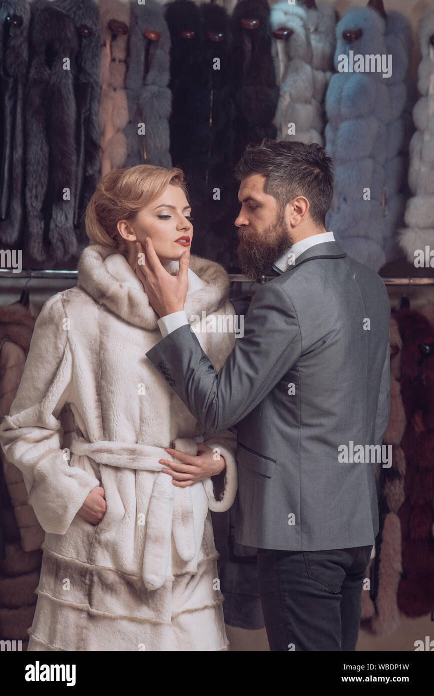 shopping, seller and customer. shopping and fashion, couple in love ...