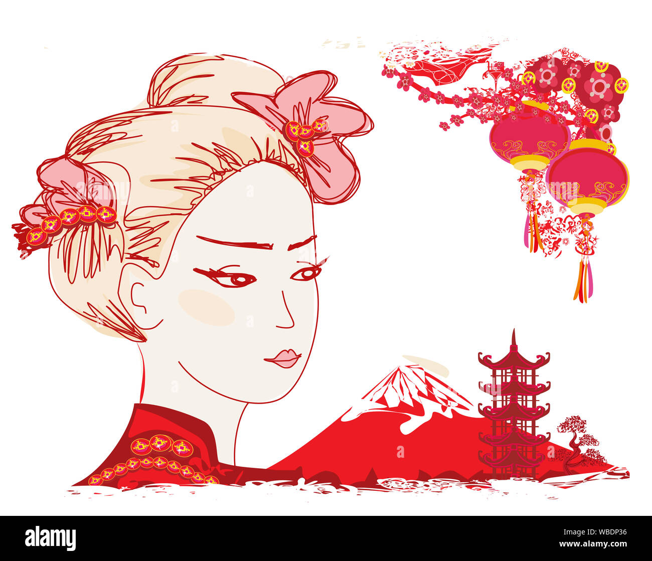 Red lanterns spring festival Cut Out Stock Images & Pictures - Alamy