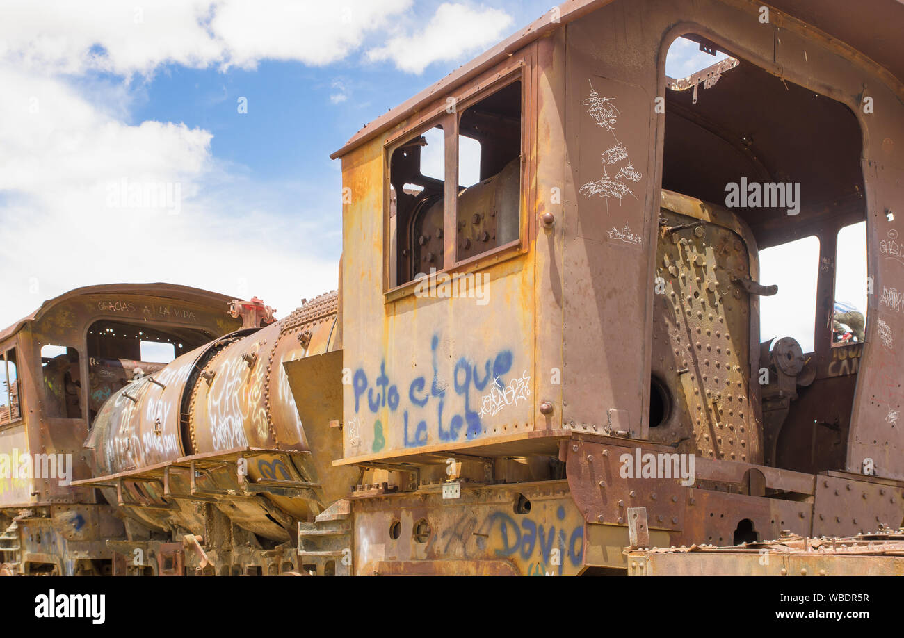 Salar de Uyuni, Uyuni Region, Bolivia - August 7th, 2018: Great Train ...