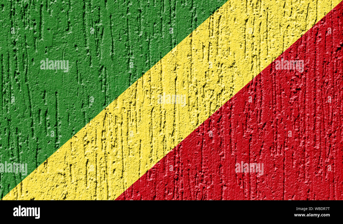 Flag of Congo,Republic close up painted on a cracked wall Stock Photo ...