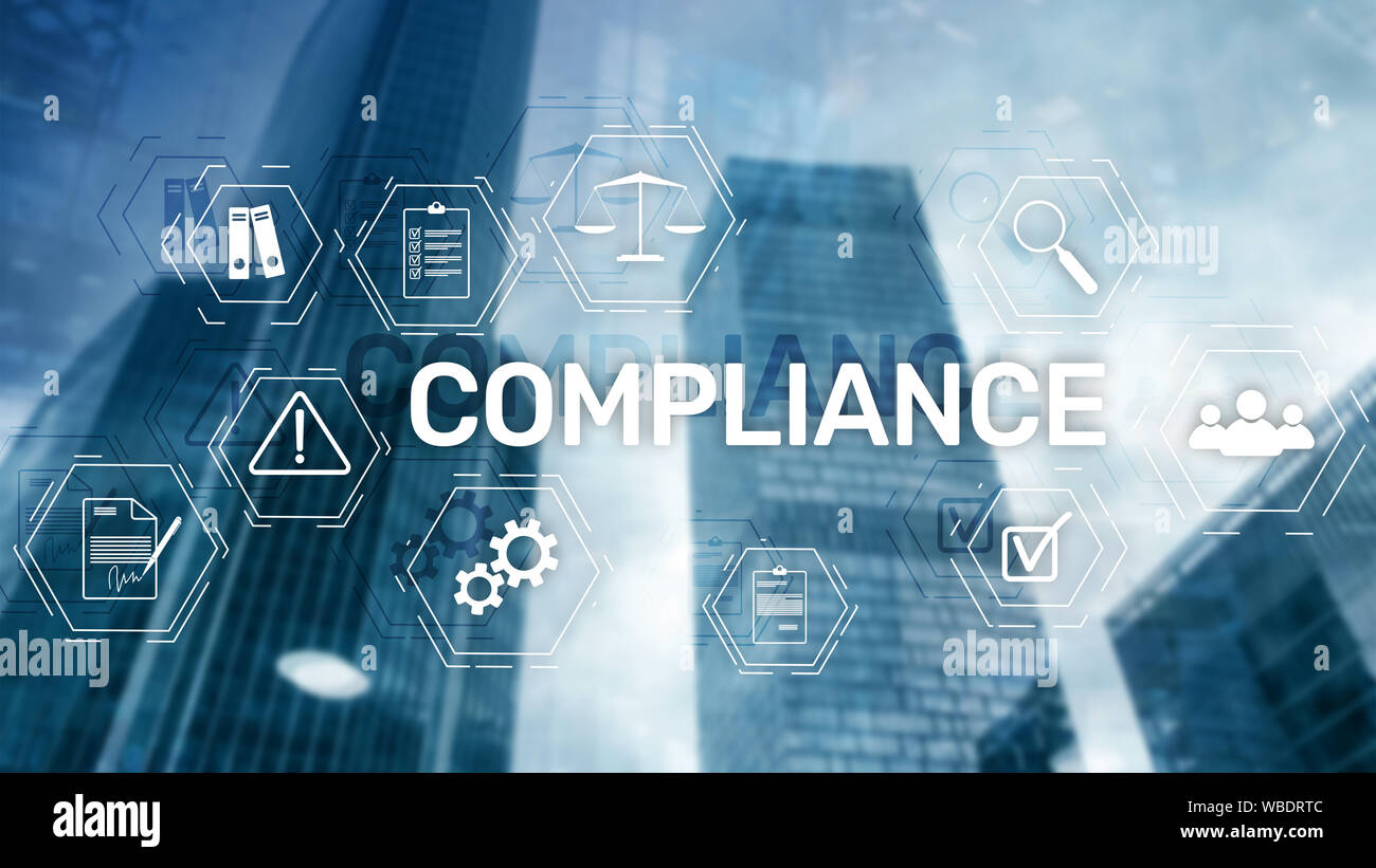 Compliance diagram with icons. Business concept on abstract background ...