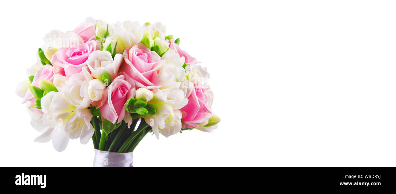 Composition with wedding bouquet isolated on white Stock Photo - Alamy