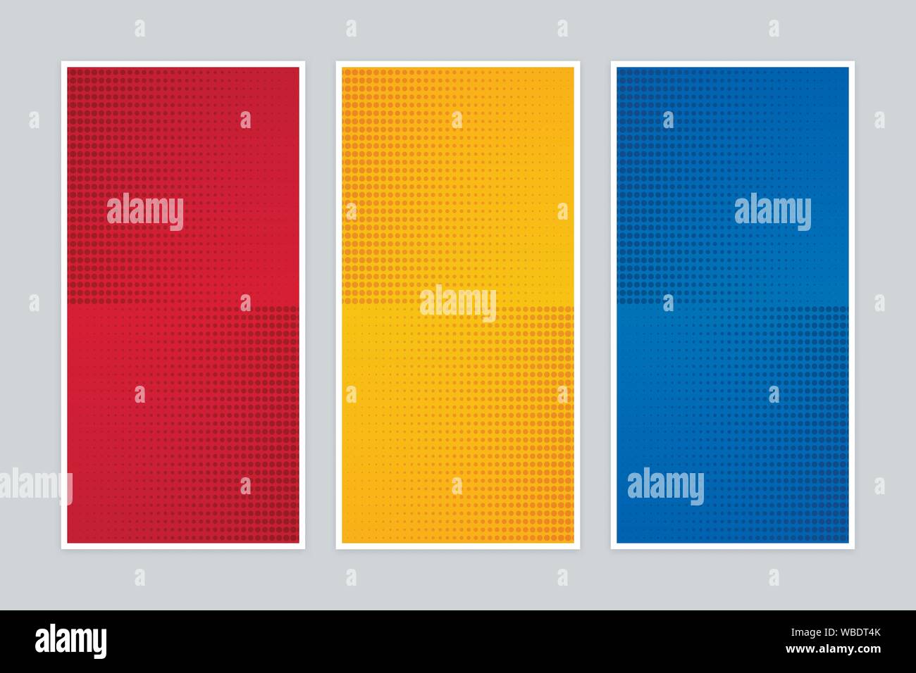 Gradient banners with contrast halftone patterns. Colorful vertical ...