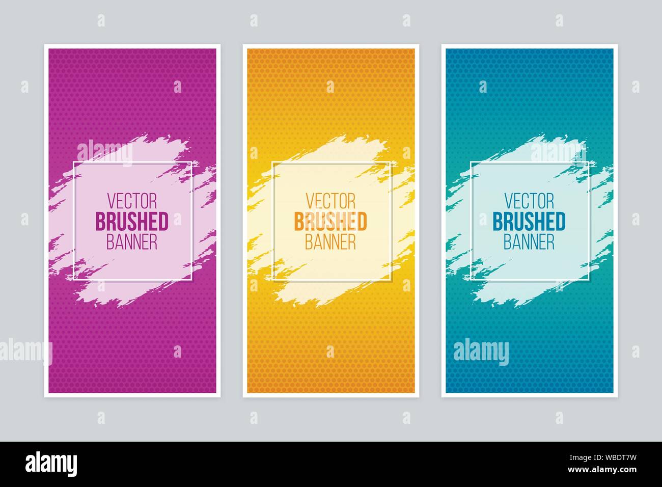 Brushed banners with square frames. Colorful vector banner set Stock ...