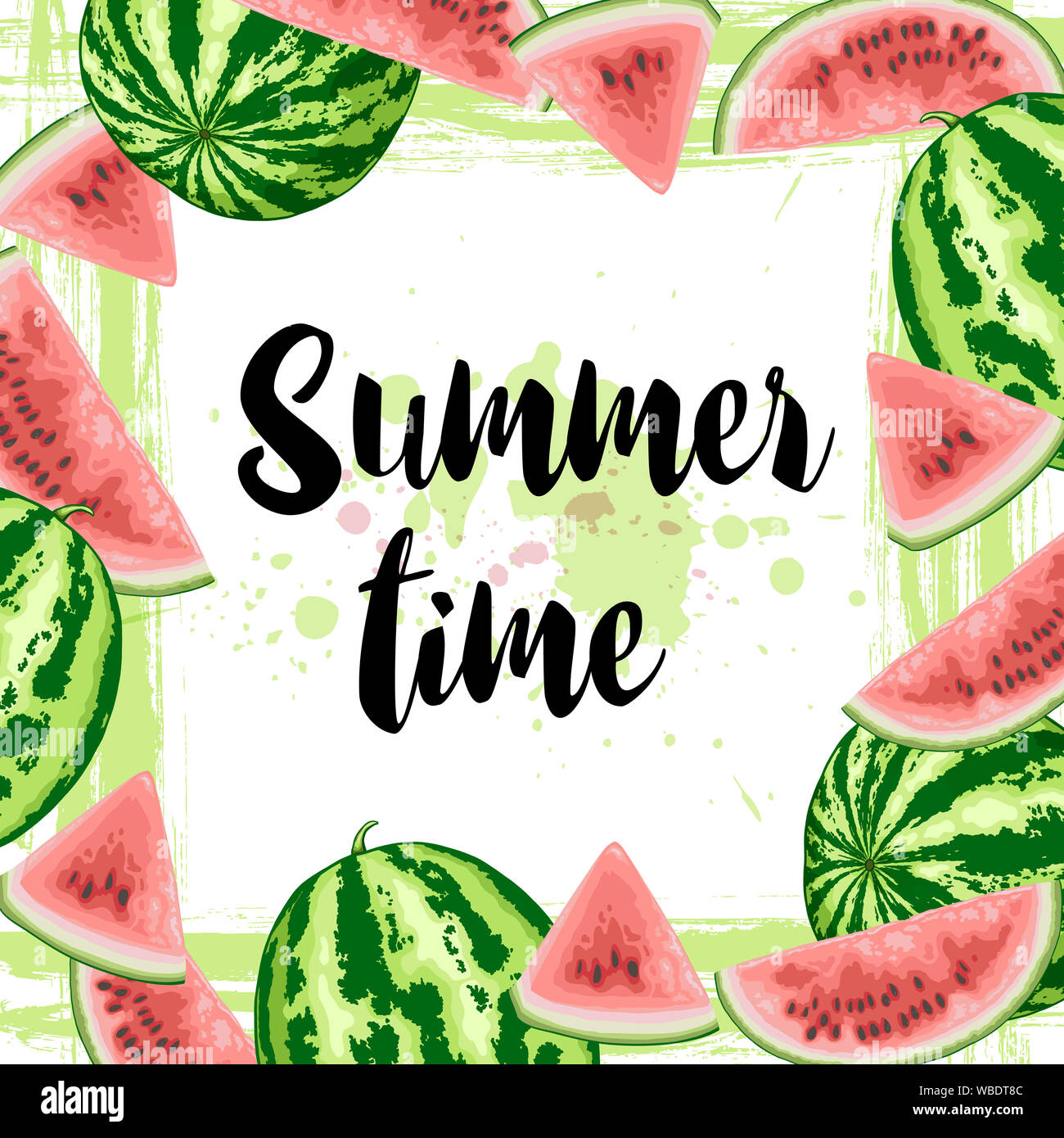 Summer tropical frame with ripe juicy watermelon Stock Photo - Alamy