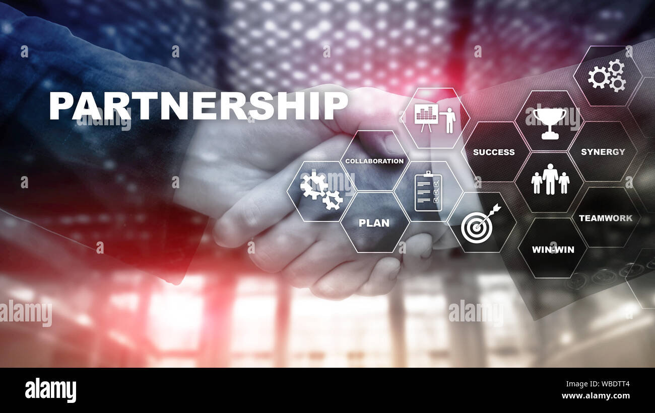 Business partnership concept. Successful deal after great meeting ...