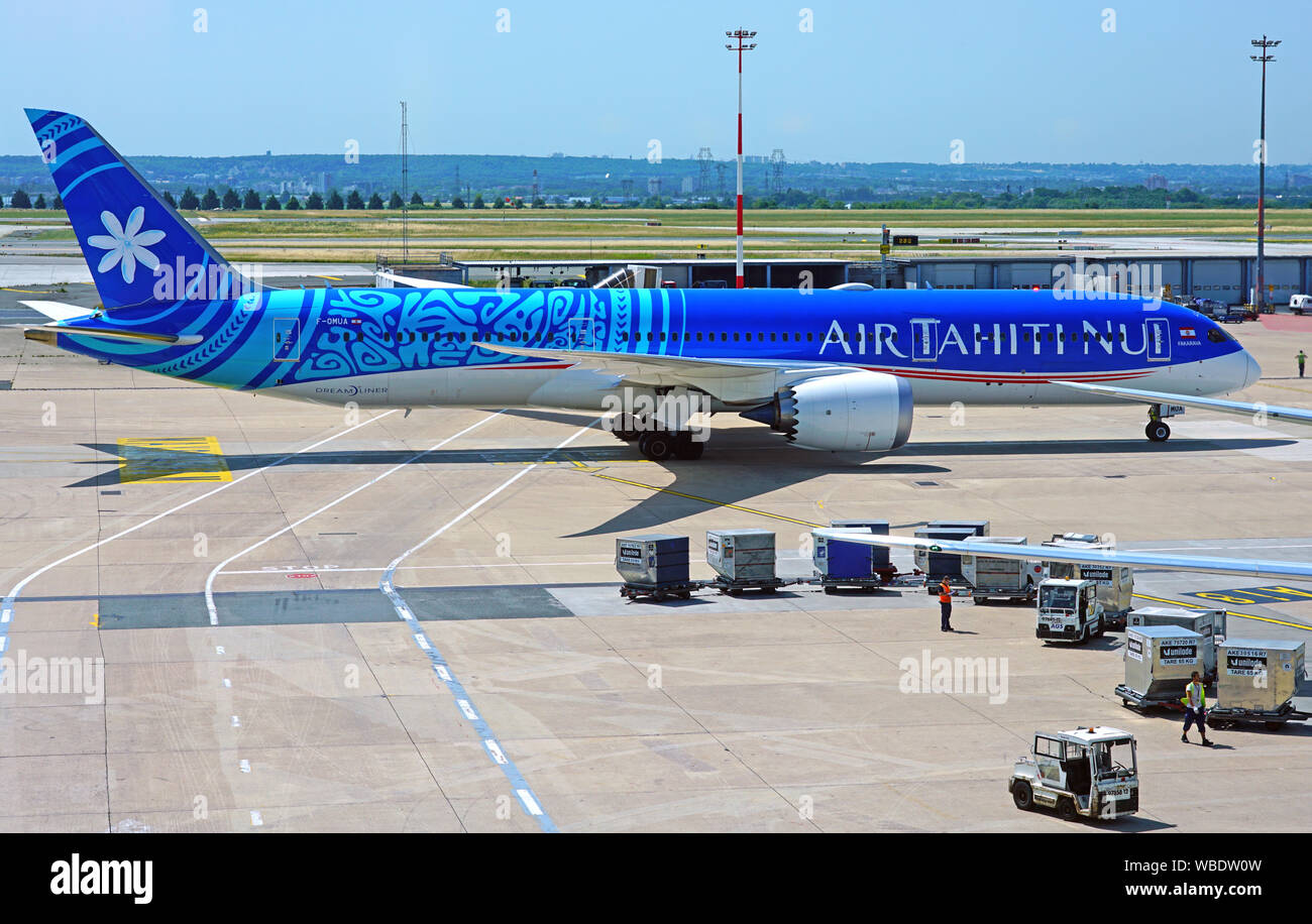 PARIS, FRANCE -28 JUNE 2019- View of a Boeing 787 Dreamliner from ...