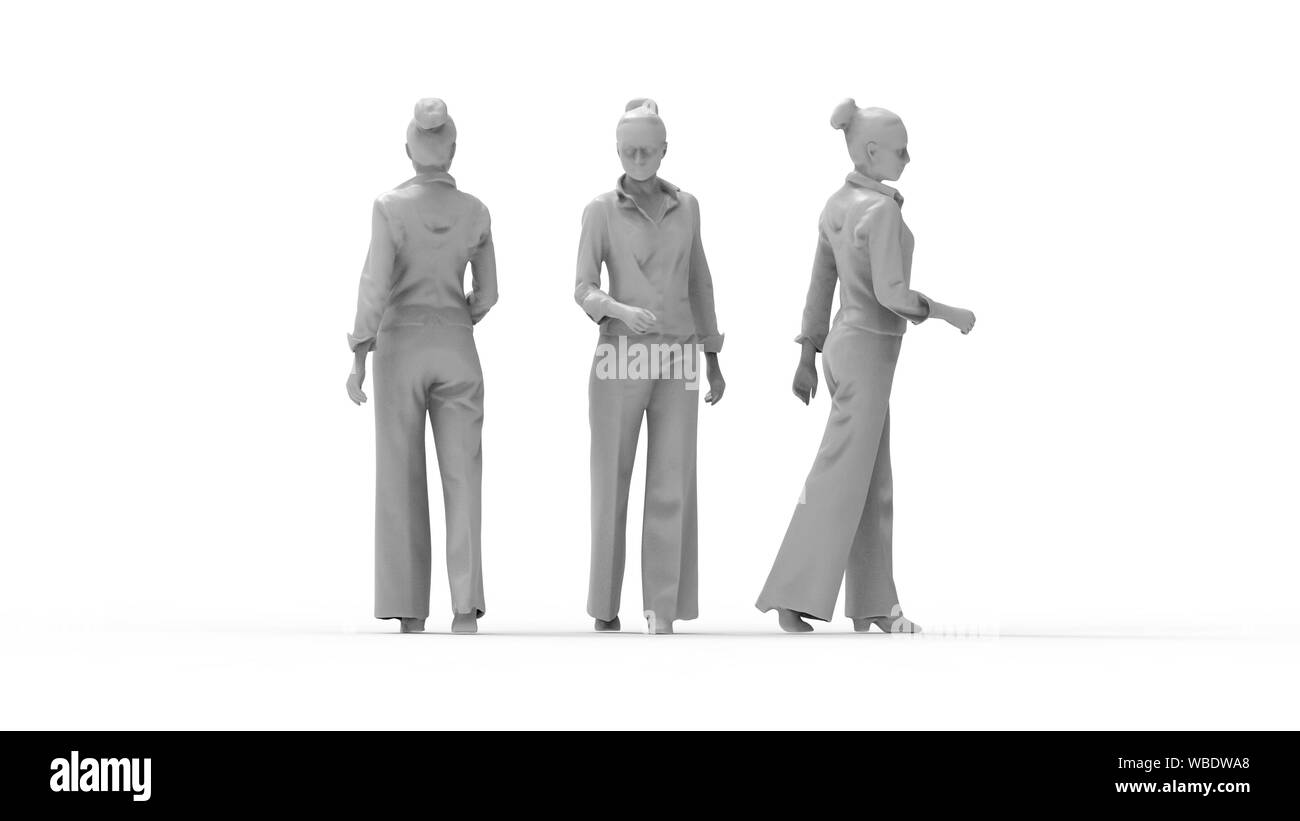 3d rendering of a woman walking isolated in white studio background ...