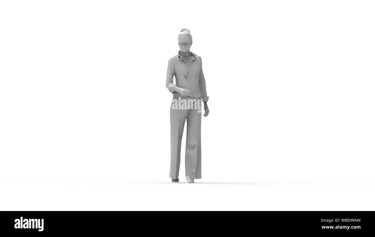 3d rendering of a woman walking isolated in white studio background ...