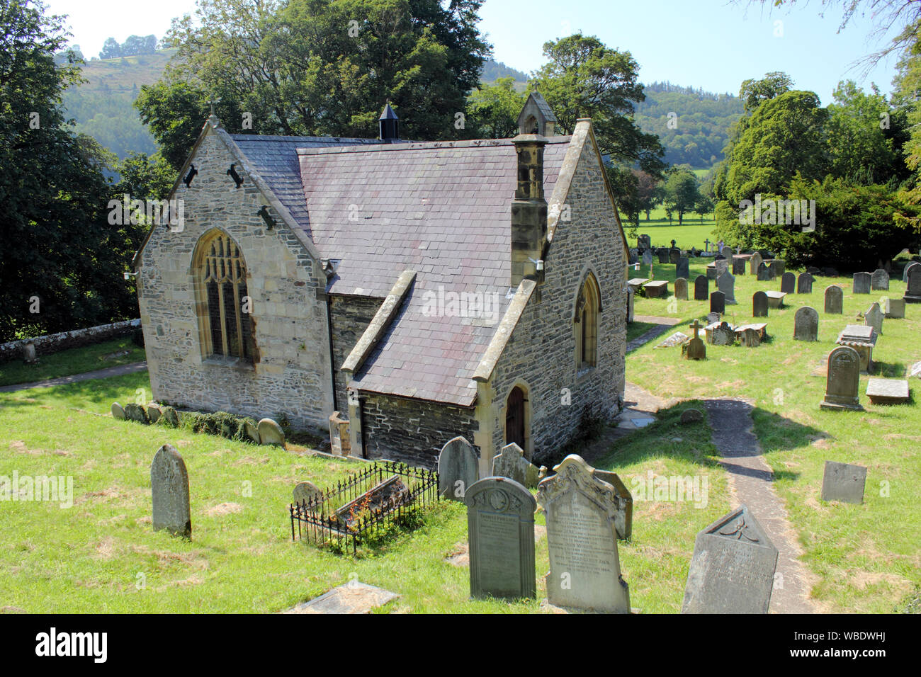 View of Llantysilio Church near Llangollen Wales Stock Photo - Alamy