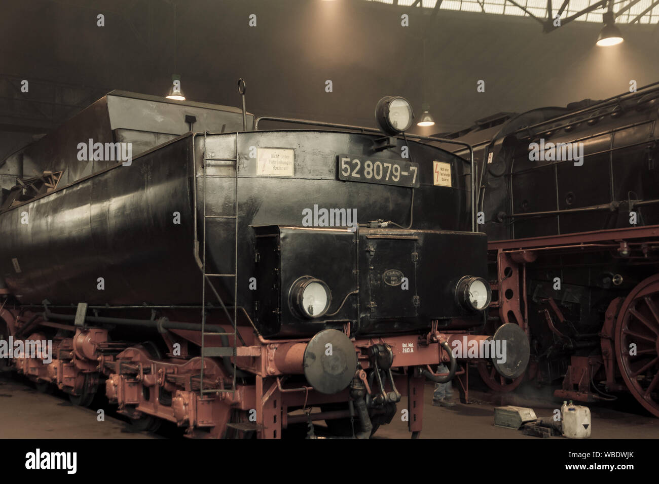 Old steam locomotive in a depot Stock Photo - Alamy