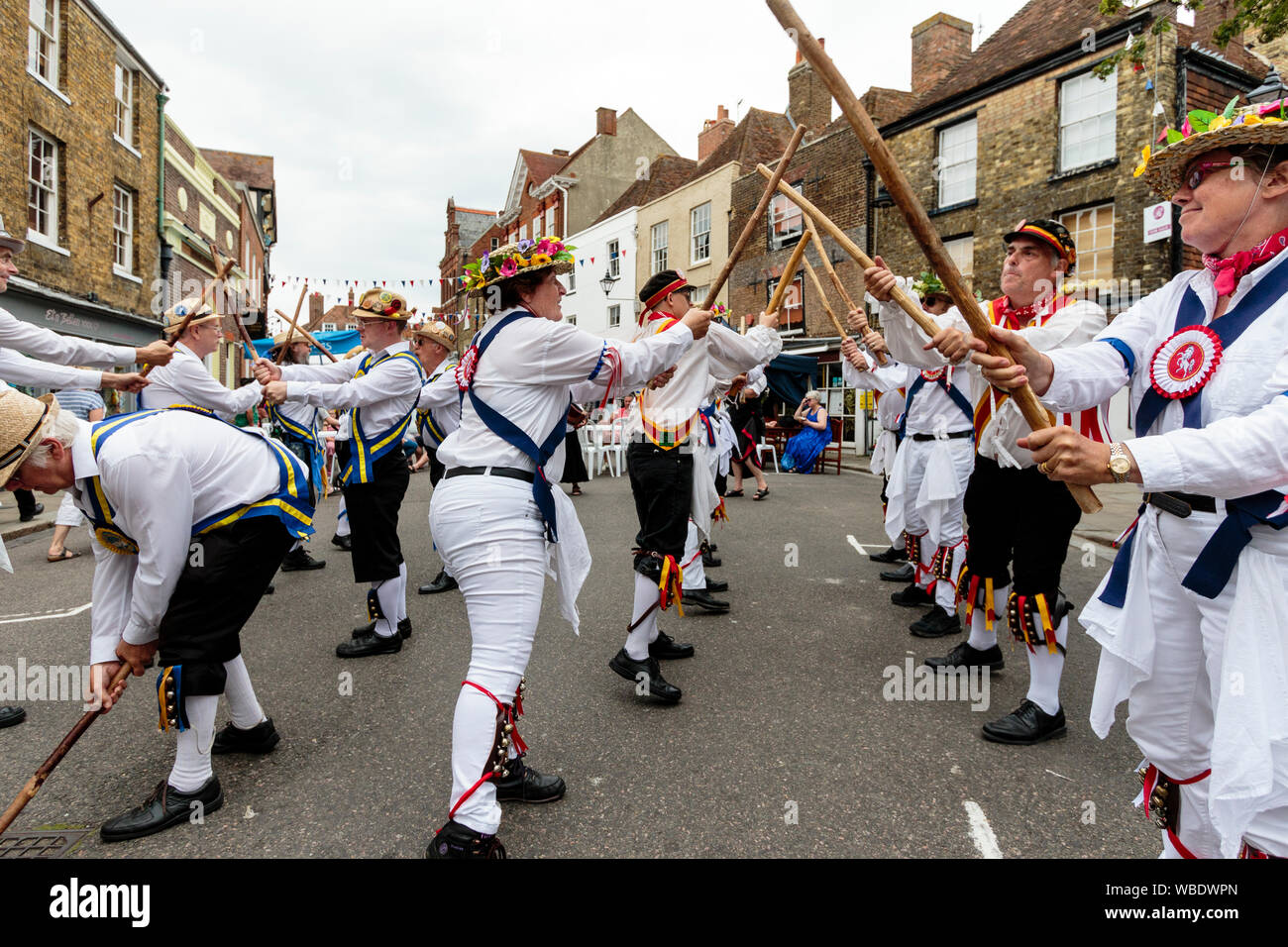 Sandwich folk and Ale Festival event. Traditional English folk dancers ...