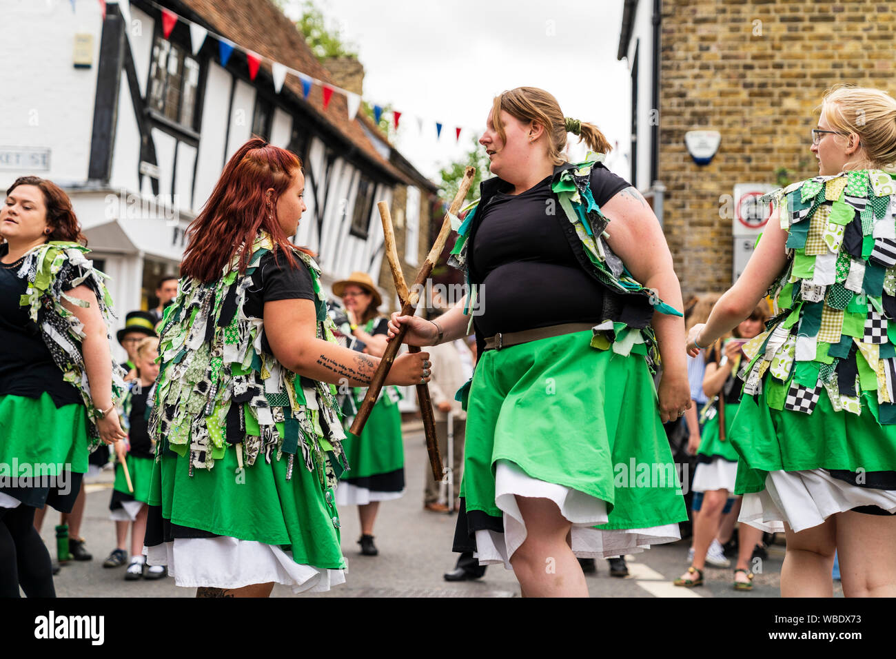 Sandwich folk and Ale Festival. Traditional folk dancers, the ladies ...