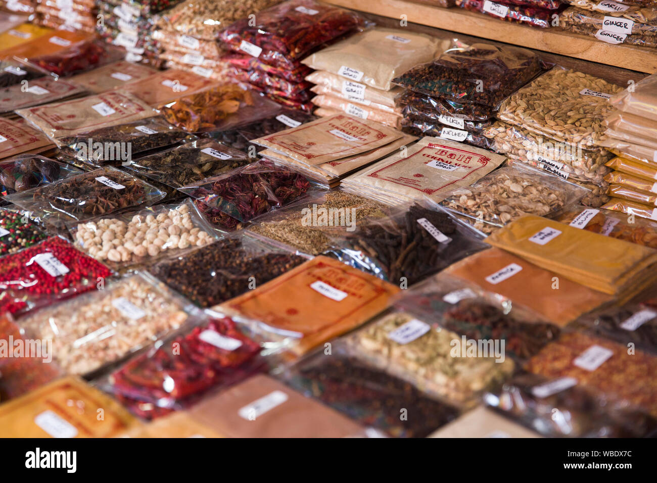 BALI, INDONESIA - JANUARY 26, 2019: Natural spices on the traditional ...