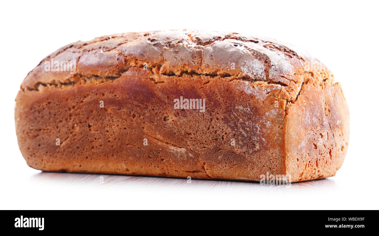 Large loaf of fresh organic bread isolated on white background Stock ...